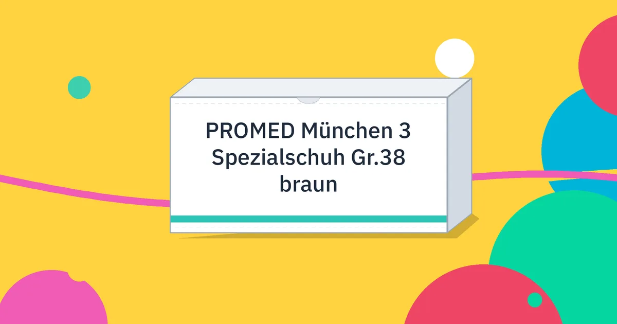 Symbolbild: Packung mit der Aufschrift PROMED München 3 Spezialschuh Gr.38 braun (PZN 05483049) – Verfügbarkeit und Bezug in Apotheken in Frankfurt am Main