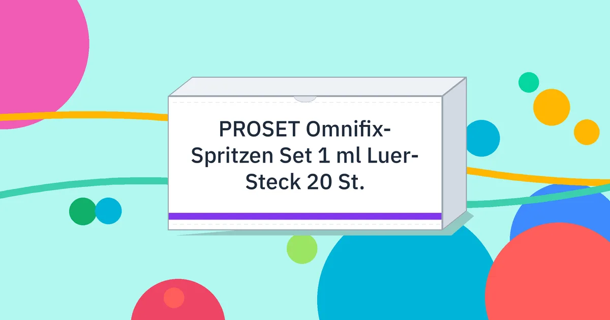 Symbolbild: Packung mit der Aufschrift PROSET Omnifix-Spritzen Set 1 ml Luer-Steck 20 St. (PZN 14210132) – Verfügbarkeit und Bezug in Apotheken in Frankfurt am Main