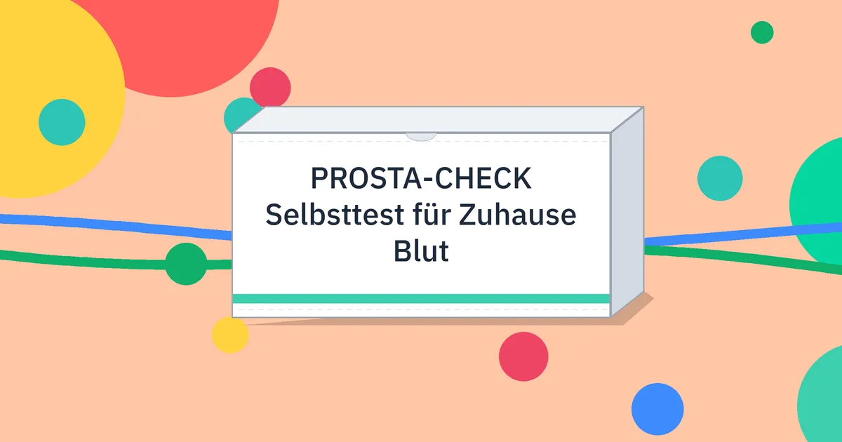 Symbolbild: Packung mit der Aufschrift PROSTA-CHECK Selbsttest für Zuhause Blut (PZN 18376183) – Verfügbarkeit und Bezug in Apotheken in Frankfurt am Main