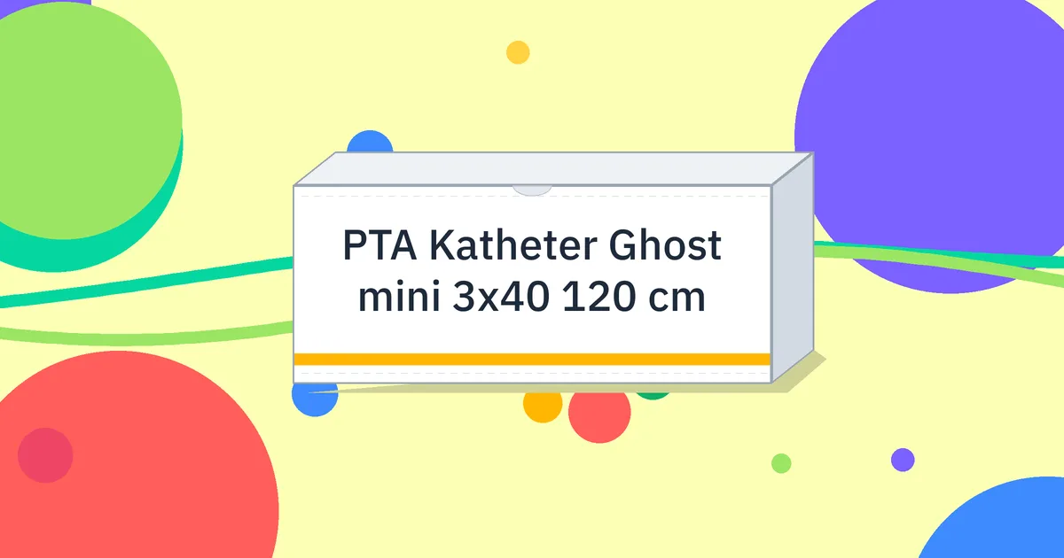 Symbolbild: Packung mit der Aufschrift PTA Katheter Ghost mini 3x40 120 cm (PZN 00140132) – Verfügbarkeit und Bezug in Apotheken in Frankfurt am Main