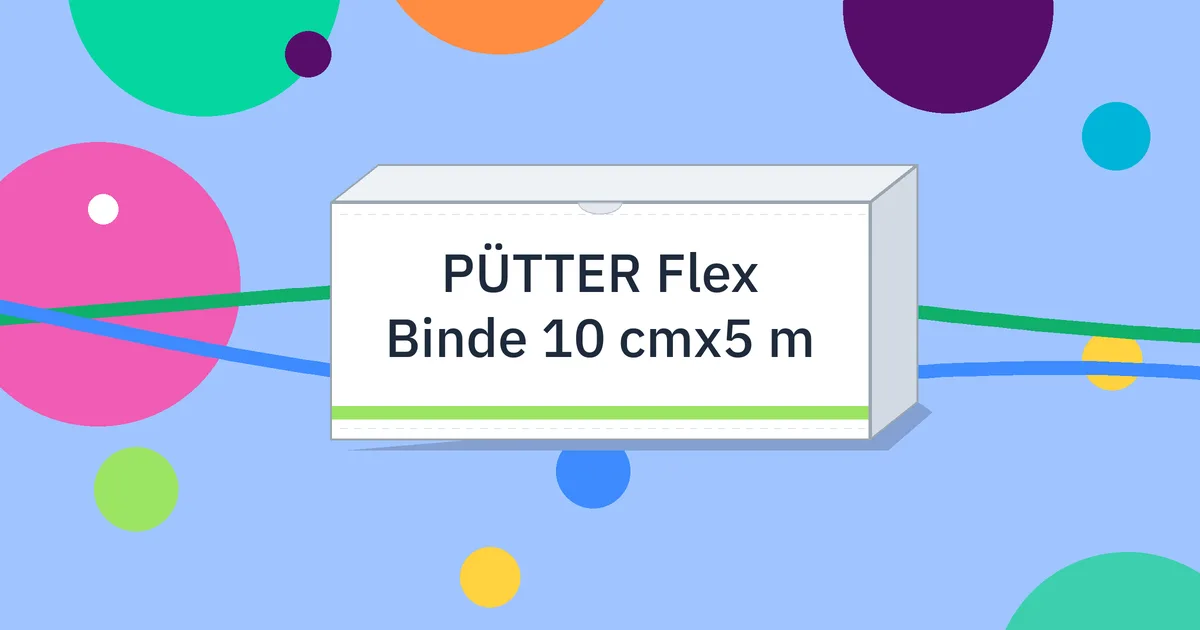 Symbolbild: Packung mit der Aufschrift PÜTTER Flex Binde 10 cmx5 m (PZN 18716644) – Verfügbarkeit und Bezug in Apotheken in Frankfurt am Main