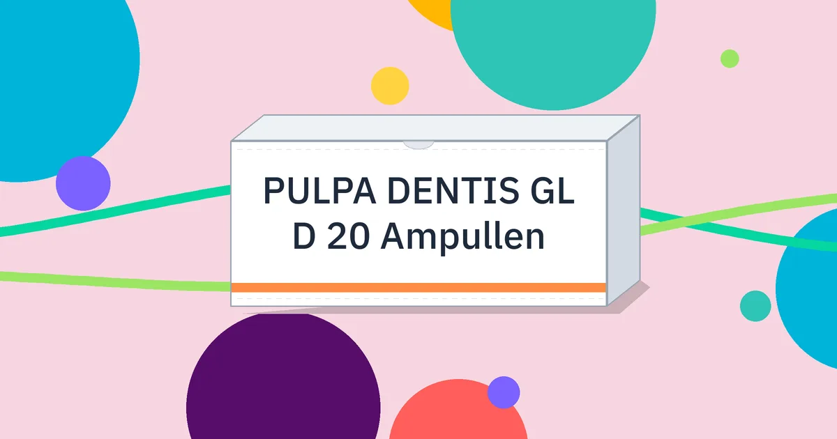 Symbolbild: Packung mit der Aufschrift PULPA DENTIS GL D 20 Ampullen (PZN 03354721) – Verfügbarkeit und Bezug in Apotheken in Frankfurt am Main