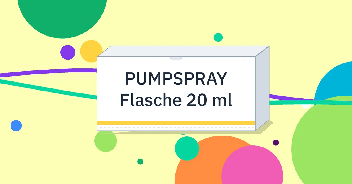 Symbolbild: Packung mit der Aufschrift PUMPSPRAY Flasche 20 ml (PZN 01382825) – Verfügbarkeit und Bezug in Apotheken in Frankfurt am Main