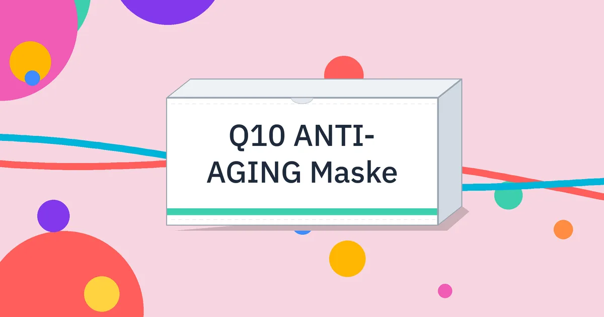 Symbolbild: Packung mit der Aufschrift Q10 ANTI-AGING Maske (PZN 16008736) – Verfügbarkeit und Bezug in Apotheken in Frankfurt am Main