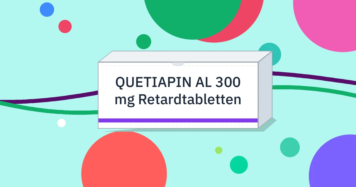 Symbolbild: Packung mit der Aufschrift QUETIAPIN AL 300 mg Retardtabletten (PZN 09745351) – Verfügbarkeit und Bezug in Apotheken in Frankfurt am Main