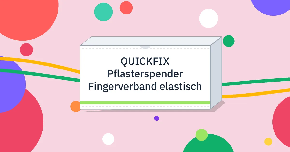 Symbolbild: Packung mit der Aufschrift QUICKFIX Pflasterspender Fingerverband elastisch (PZN 09534393) – Verfügbarkeit und Bezug in Apotheken in Frankfurt am Main