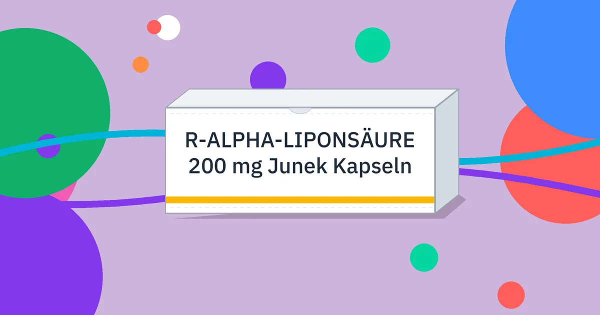 Symbolbild: Packung mit der Aufschrift R-ALPHA-LIPONSÄURE 200 mg Junek Kapseln (PZN 16235142) – Verfügbarkeit und Bezug in Apotheken in Frankfurt am Main