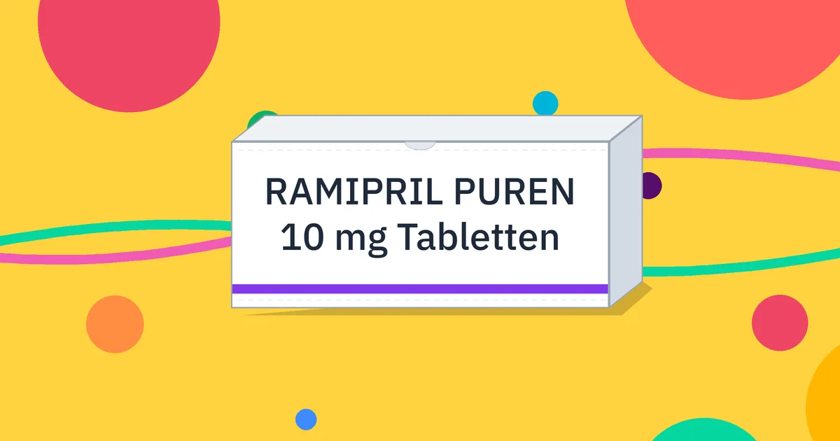 Symbolbild: Packung mit der Aufschrift RAMIPRIL PUREN 10 mg Tabletten (PZN 09313255) – Verfügbarkeit und Bezug in Apotheken in Frankfurt am Main