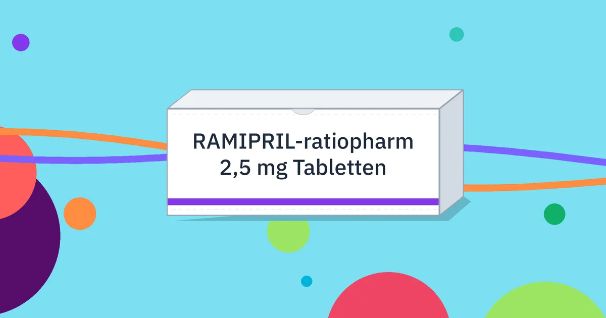 Symbolbild: Packung mit der Aufschrift RAMIPRIL-ratiopharm 2,5 mg Tabletten (PZN 02223891) – Verfügbarkeit und Bezug in Apotheken in Frankfurt am Main
