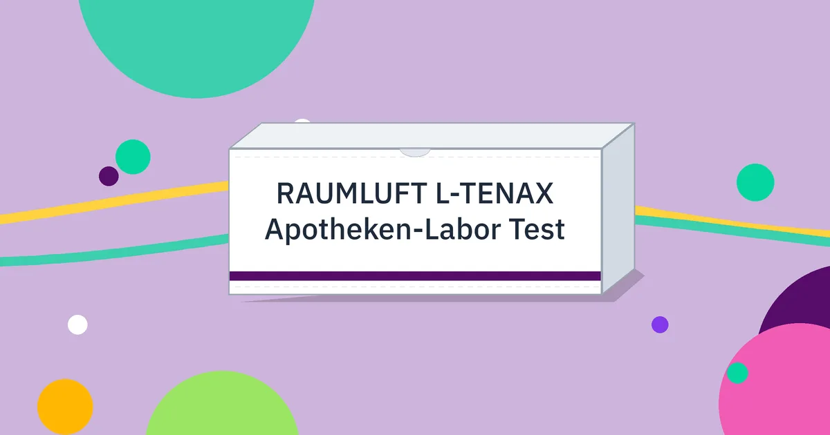 Symbolbild: Packung mit der Aufschrift RAUMLUFT L-TENAX Apotheken-Labor Test (PZN 11068113) – Verfügbarkeit und Bezug in Apotheken in Frankfurt am Main