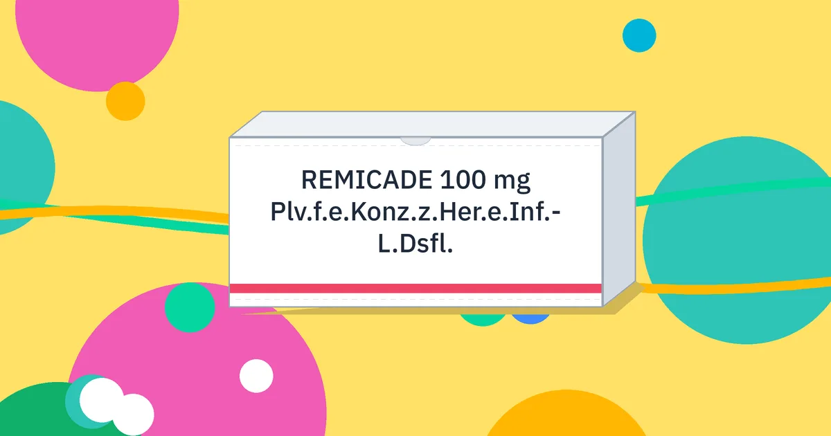 Symbolbild: Packung mit der Aufschrift REMICADE 100 mg Plv.f.e.Konz.z.Her.e.Inf.-L.Dsfl. (PZN 06464752) – Verfügbarkeit und Bezug in Apotheken in Frankfurt am Main