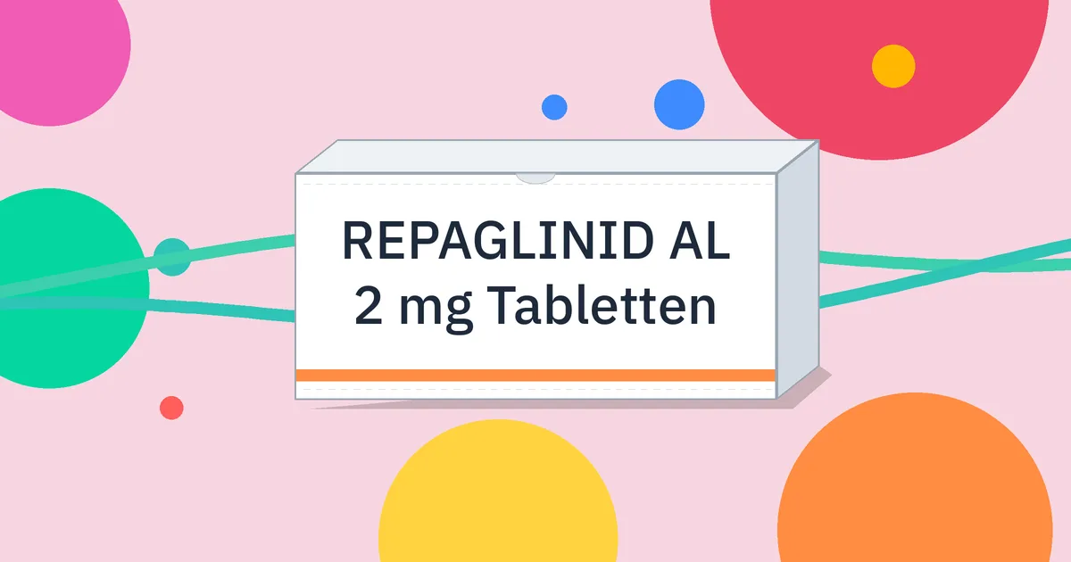 Symbolbild: Packung mit der Aufschrift REPAGLINID AL 2 mg Tabletten (PZN 01511665) – Verfügbarkeit und Bezug in Apotheken in Frankfurt am Main