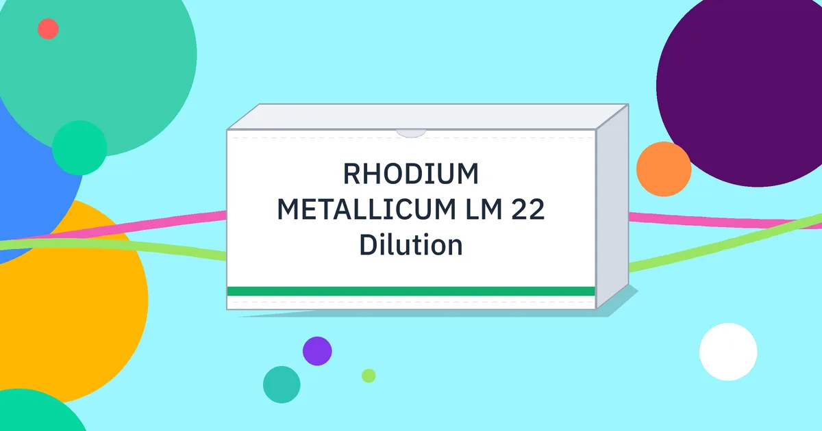 Symbolbild: Packung mit der Aufschrift RHODIUM METALLICUM LM 22 Dilution (PZN 13050519) – Verfügbarkeit und Bezug in Apotheken in Frankfurt am Main