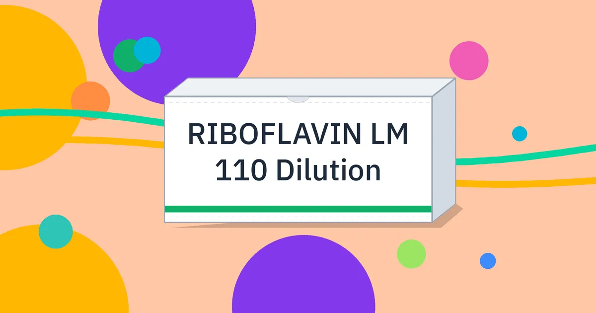 Symbolbild: Packung mit der Aufschrift RIBOFLAVIN LM 110 Dilution (PZN 13054730) – Verfügbarkeit und Bezug in Apotheken in Frankfurt am Main