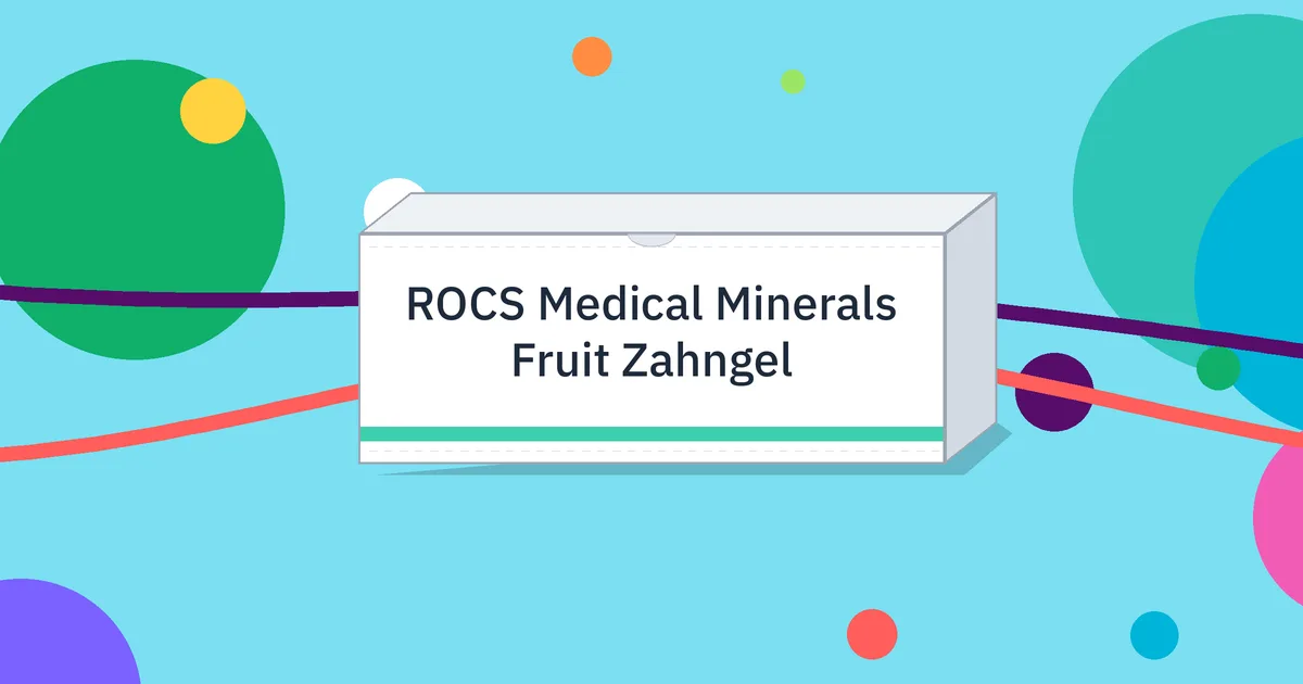 Symbolbild: Packung mit der Aufschrift ROCS Medical Minerals Fruit Zahngel (PZN 09231244) – Verfügbarkeit und Bezug in Apotheken in Frankfurt am Main