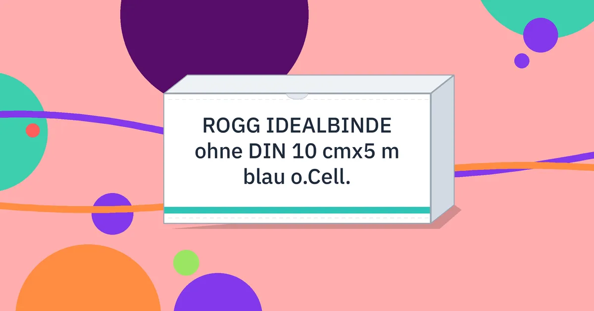 Symbolbild: Packung mit der Aufschrift ROGG IDEALBINDE ohne DIN 10 cmx5 m blau o.Cell. (PZN 16530792) – Verfügbarkeit und Bezug in Apotheken in Frankfurt am Main