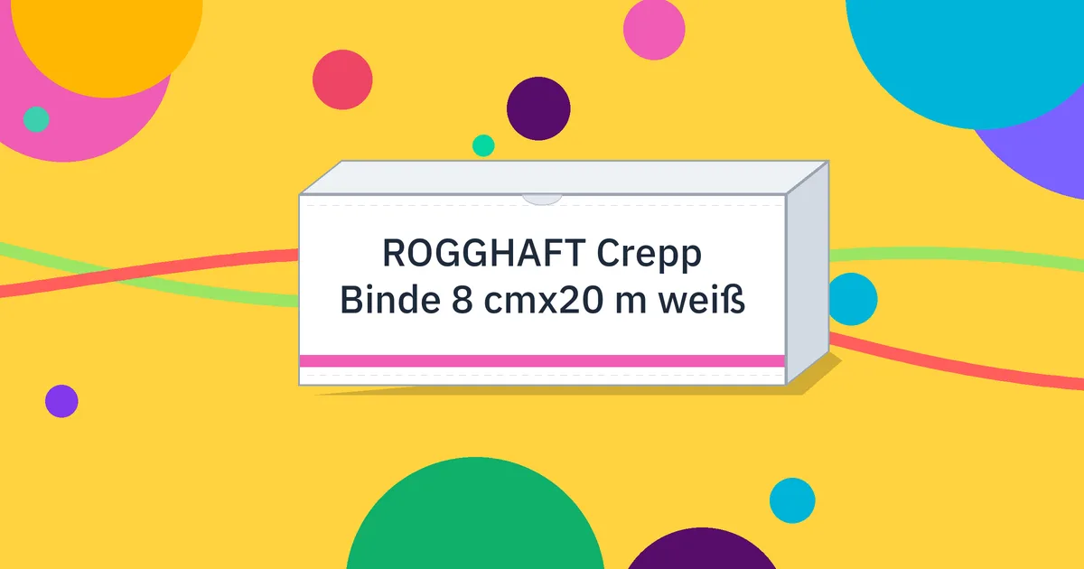 Symbolbild: Packung mit der Aufschrift ROGGHAFT Crepp Binde 8 cmx20 m weiß (PZN 04492477) – Verfügbarkeit und Bezug in Apotheken in Frankfurt am Main