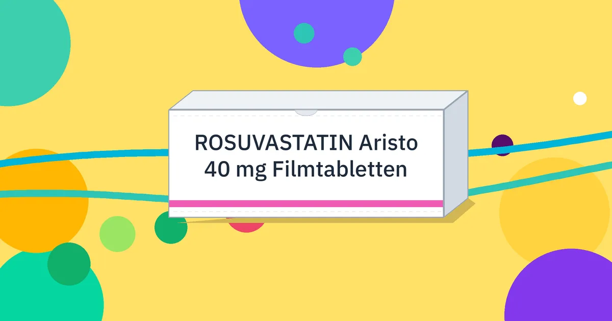 Symbolbild: Packung mit der Aufschrift ROSUVASTATIN Aristo 40 mg Filmtabletten (PZN 14438680) – Verfügbarkeit und Bezug in Apotheken in Frankfurt am Main