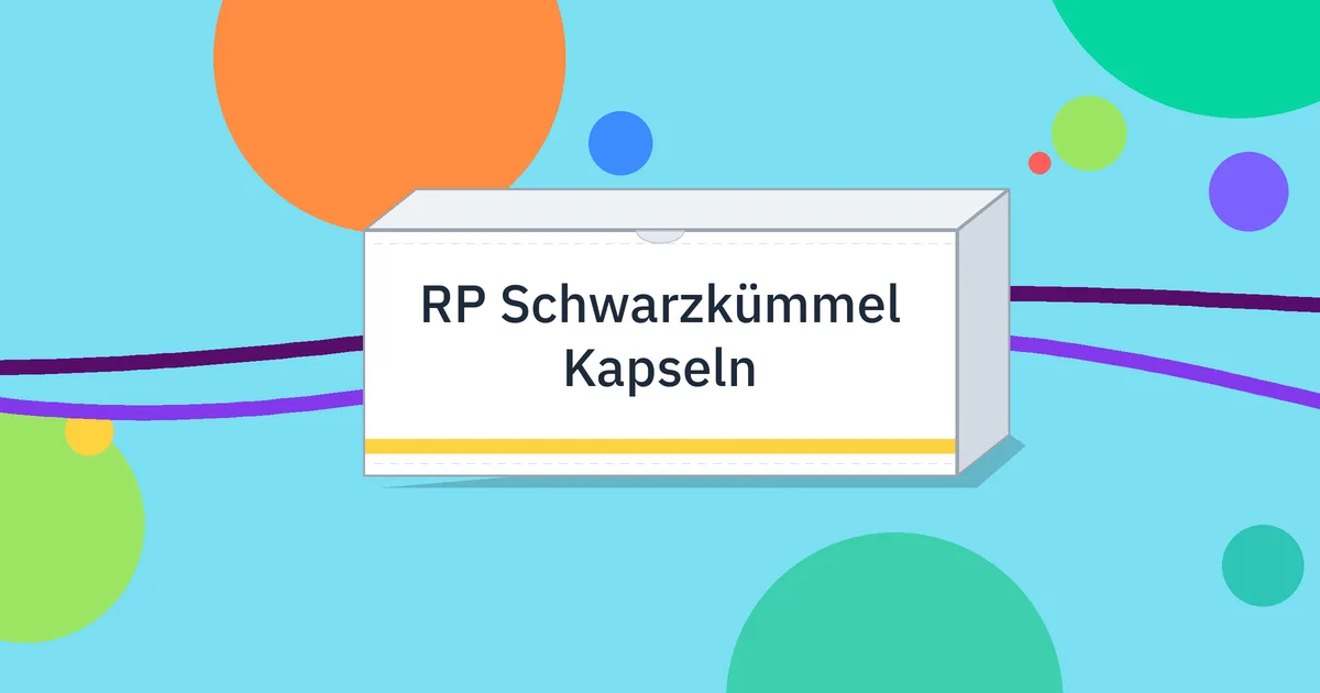 Symbolbild: Packung mit der Aufschrift RP Schwarzkümmel Kapseln (PZN 09885721) – Verfügbarkeit und Bezug in Apotheken in Frankfurt am Main
