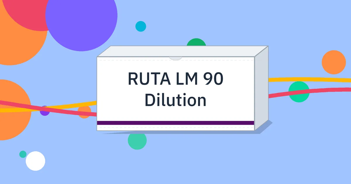 Symbolbild: Packung mit der Aufschrift RUTA LM 90 Dilution (PZN 13173966) – Verfügbarkeit und Bezug in Apotheken in Frankfurt am Main
