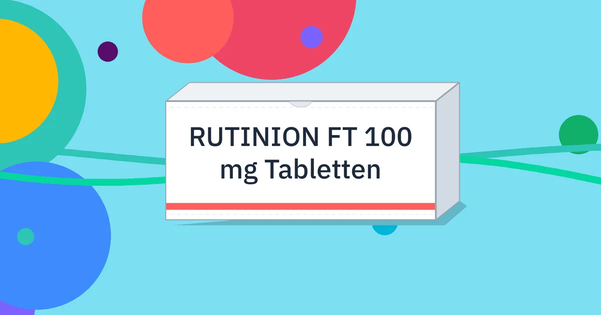 Symbolbild: Packung mit der Aufschrift RUTINION FT 100 mg Tabletten (PZN 02147368) – Verfügbarkeit und Bezug in Apotheken in Frankfurt am Main