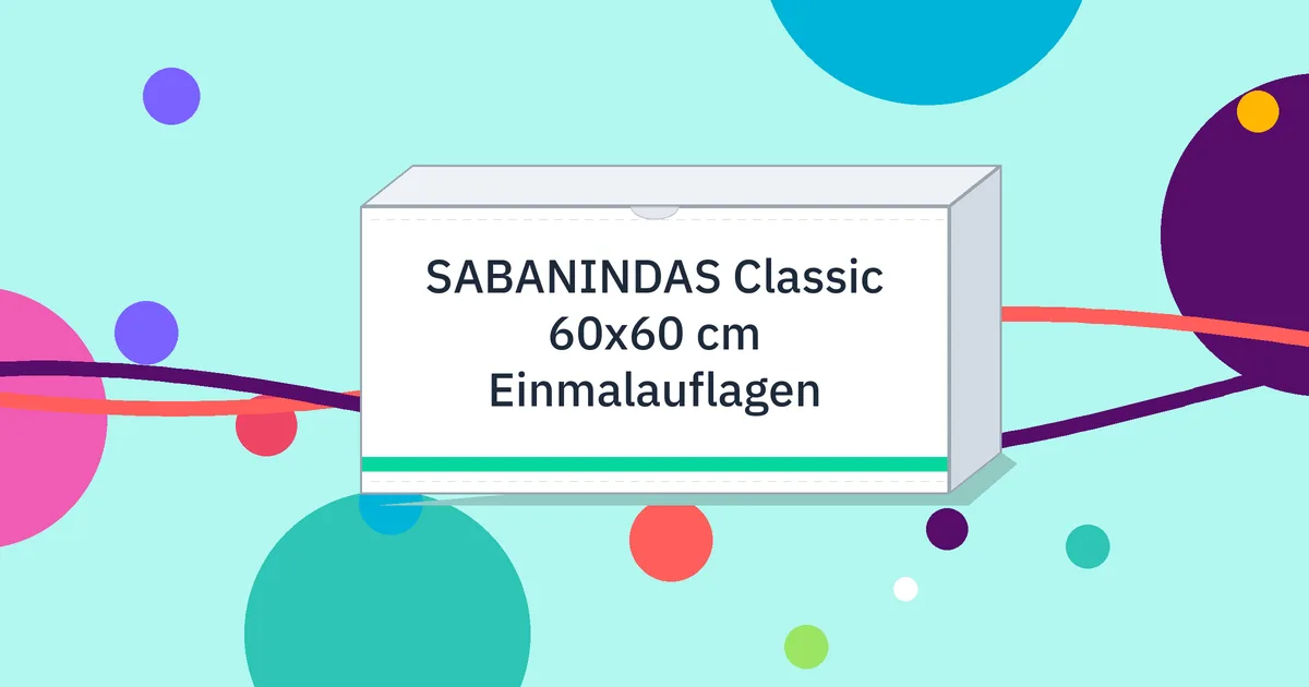 Symbolbild: Packung mit der Aufschrift SABANINDAS Classic 60x60 cm Einmalauflagen (PZN 18812951) – Verfügbarkeit und Bezug in Apotheken in Frankfurt am Main