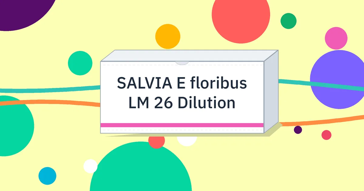 Symbolbild: Packung mit der Aufschrift SALVIA E floribus LM 26 Dilution (PZN 13179207) – Verfügbarkeit und Bezug in Apotheken in Frankfurt am Main
