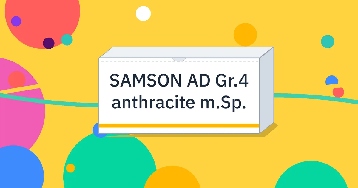 Symbolbild: Packung mit der Aufschrift SAMSON AD Gr.4 anthracite m.Sp. (PZN 14248809) – Verfügbarkeit und Bezug in Apotheken in Frankfurt am Main
