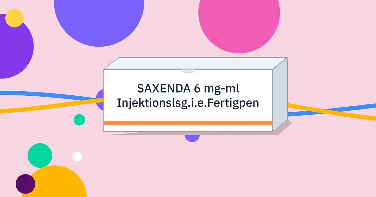 Symbolbild: Packung mit der Aufschrift SAXENDA 6 mg-ml Injektionslsg.i.e.Fertigpen (PZN 11304915) – Verfügbarkeit und Bezug in Apotheken in Frankfurt am Main