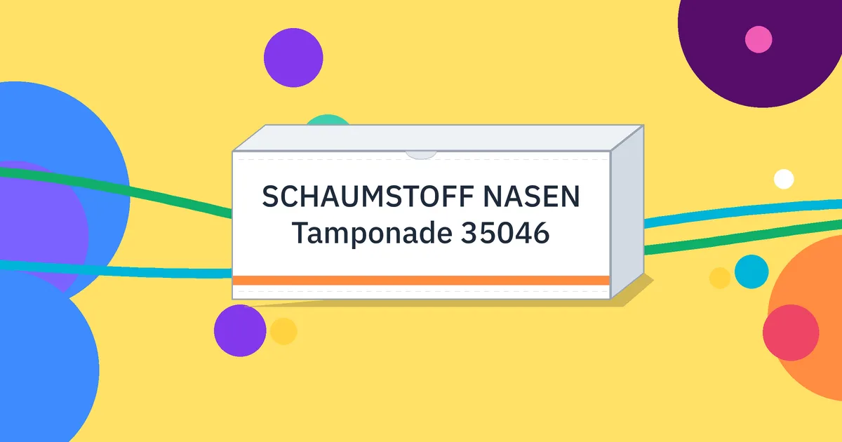 Symbolbild: Packung mit der Aufschrift SCHAUMSTOFF NASEN Tamponade 35046 (PZN 00185838) – Verfügbarkeit und Bezug in Apotheken in Frankfurt am Main
