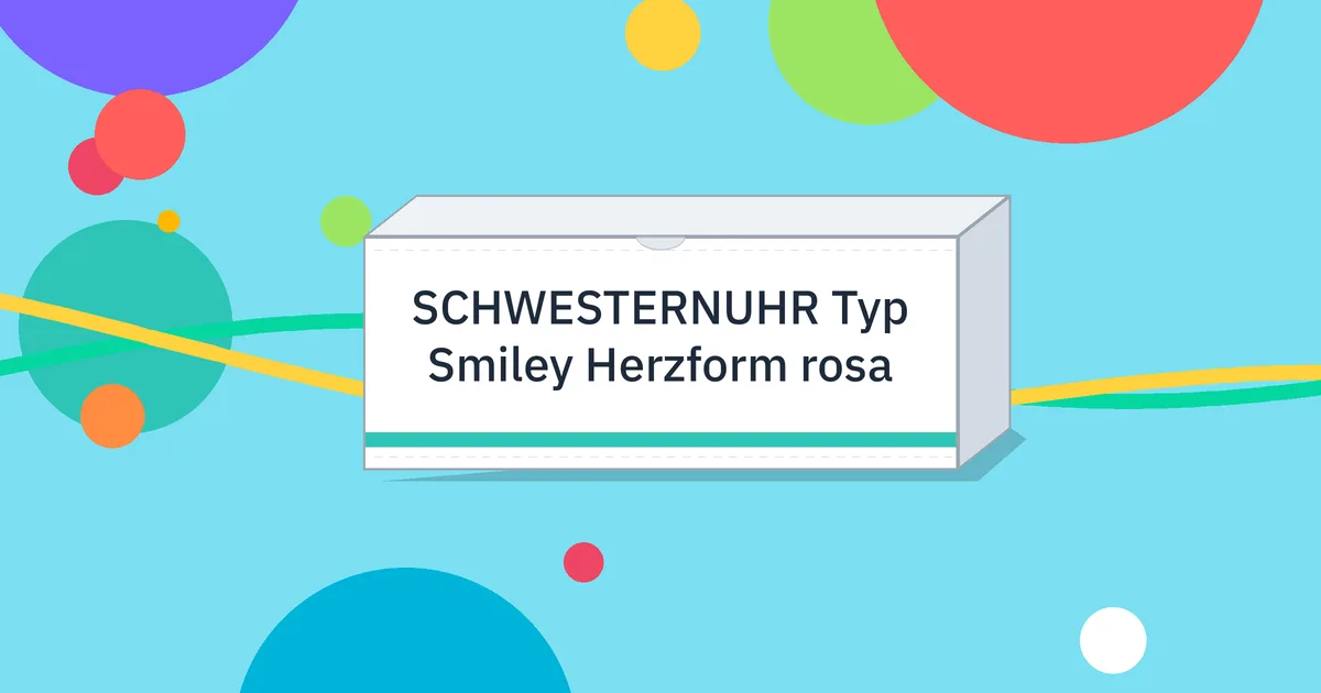 Symbolbild: Packung mit der Aufschrift SCHWESTERNUHR Typ Smiley Herzform rosa (PZN 09254239) – Verfügbarkeit und Bezug in Apotheken in Frankfurt am Main