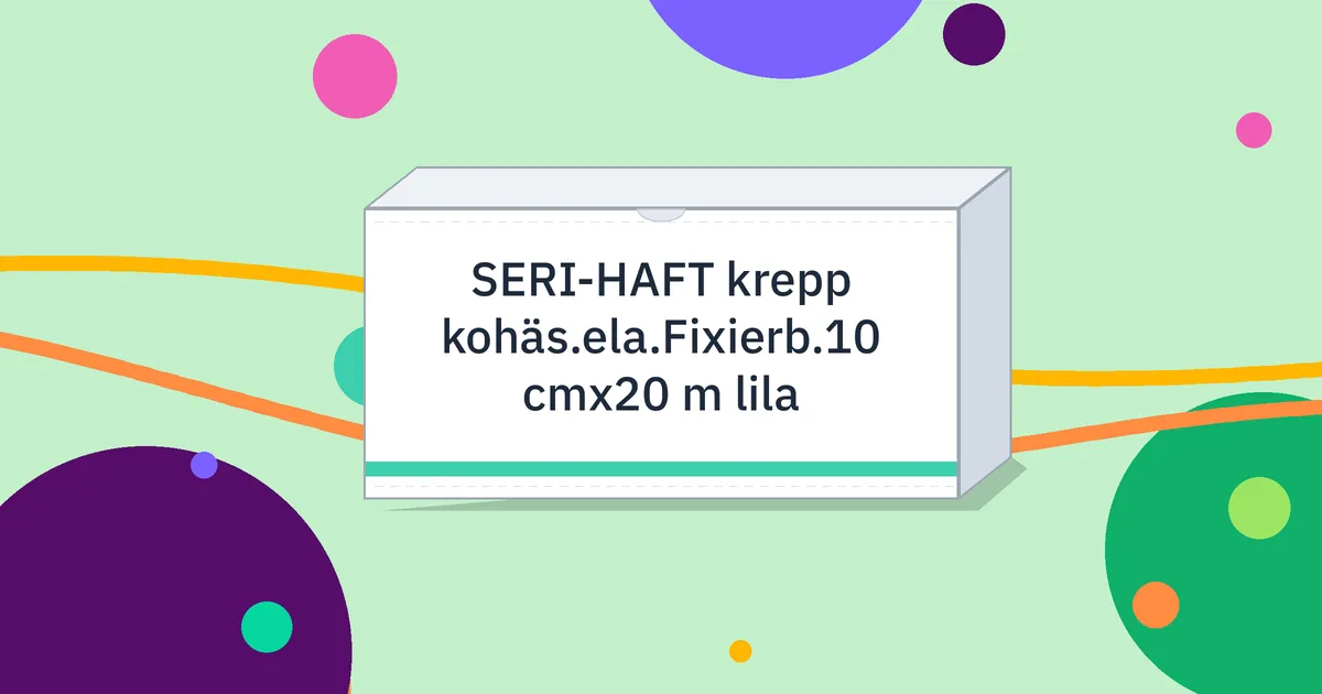 Symbolbild: Packung mit der Aufschrift SERI-HAFT krepp kohäs.ela.Fixierb.10 cmx20 m lila (PZN 20943465) – Verfügbarkeit und Bezug in Apotheken in Frankfurt am Main
