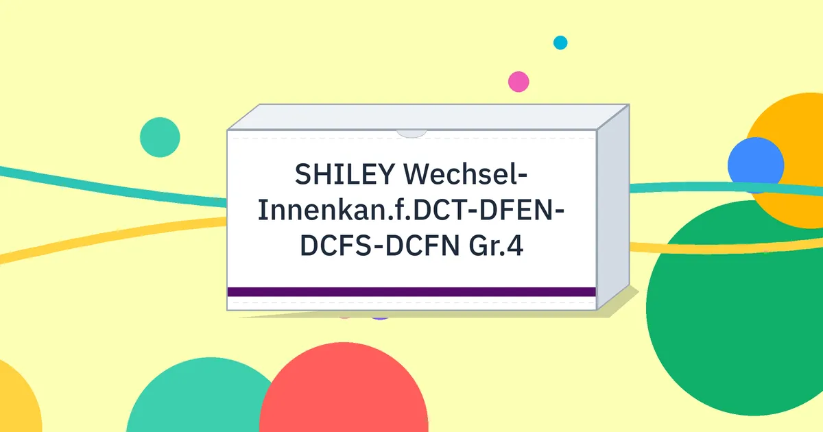Symbolbild: Packung mit der Aufschrift SHILEY Wechsel-Innenkan.f.DCT-DFEN-DCFS-DCFN Gr.4 (PZN 04110205) – Verfügbarkeit und Bezug in Apotheken in Frankfurt am Main