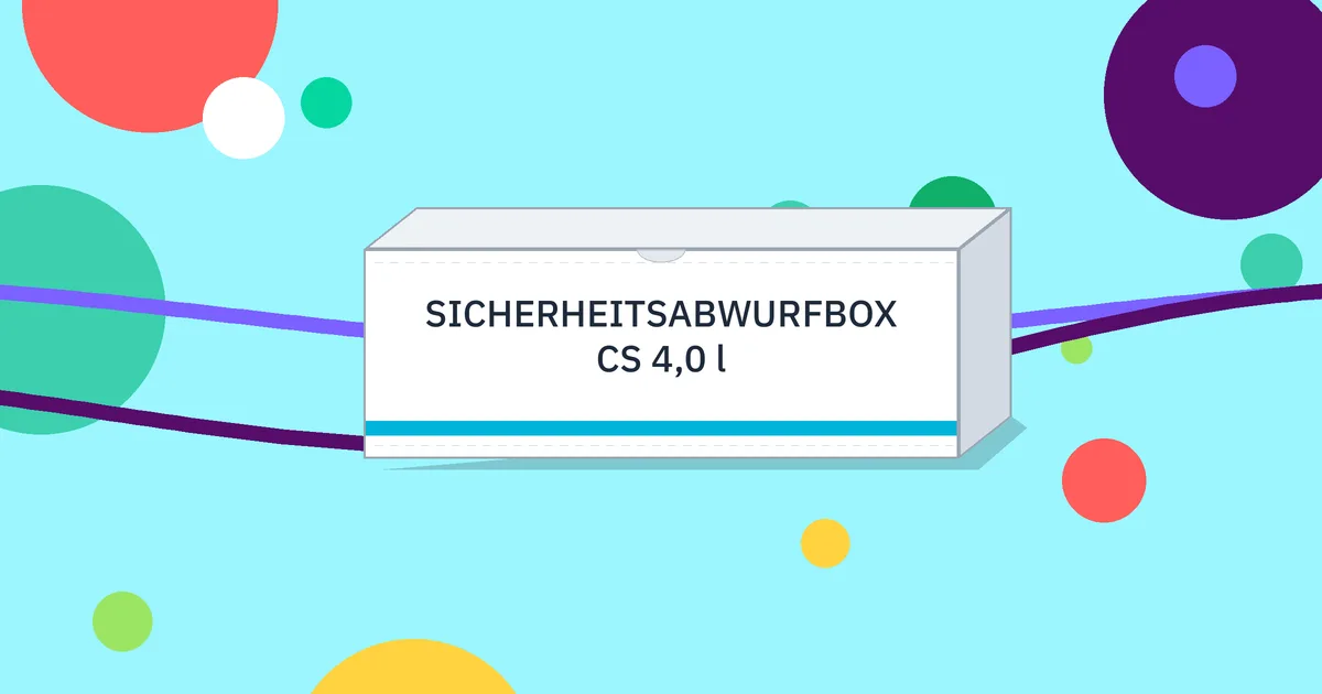 Symbolbild: Packung mit der Aufschrift SICHERHEITSABWURFBOX CS 4,0 l (PZN 09106941) – Verfügbarkeit und Bezug in Apotheken in Frankfurt am Main