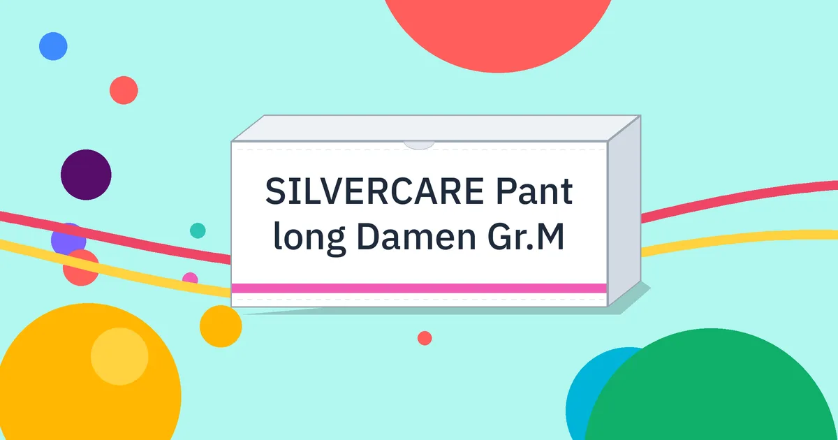Symbolbild: Packung mit der Aufschrift SILVERCARE Pant long Damen Gr.M (PZN 01110647) – Verfügbarkeit und Bezug in Apotheken in Frankfurt am Main