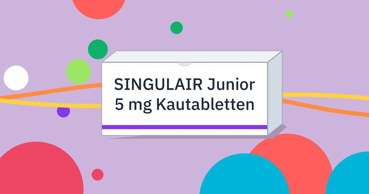 Symbolbild: Packung mit der Aufschrift SINGULAIR Junior 5 mg Kautabletten (PZN 01160533) – Verfügbarkeit und Bezug in Apotheken in Frankfurt am Main