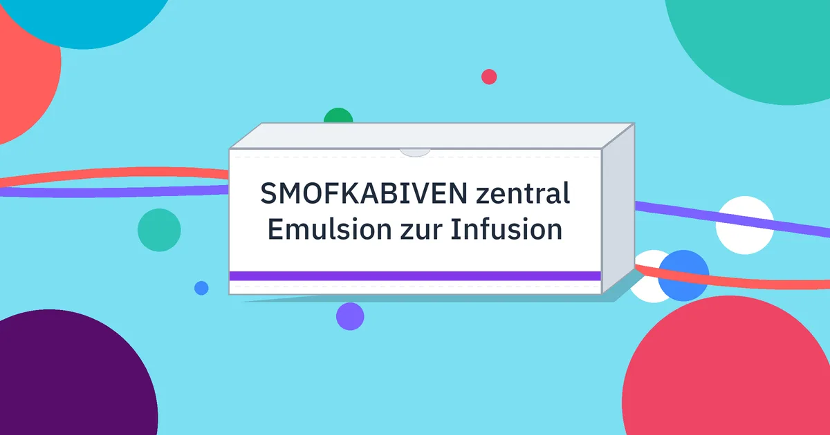 Symbolbild: Packung mit der Aufschrift SMOFKABIVEN zentral Emulsion zur Infusion (PZN 05138097) – Verfügbarkeit und Bezug in Apotheken in Frankfurt am Main