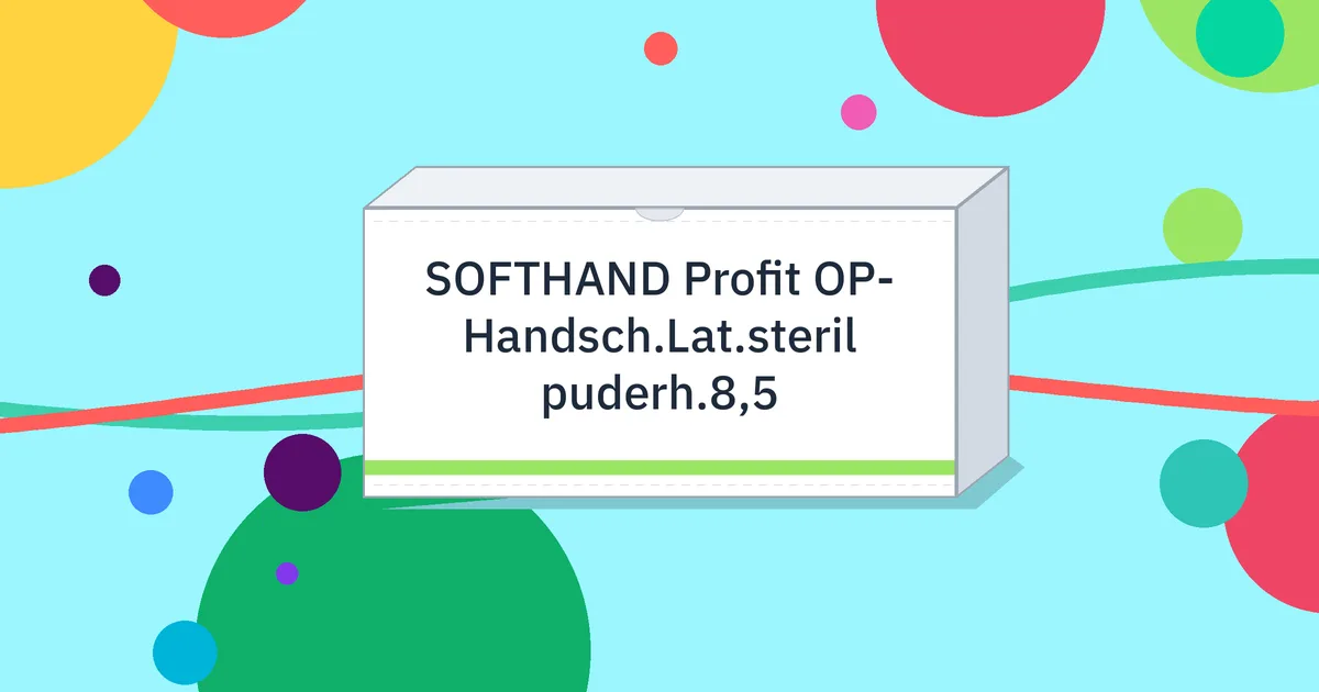 Symbolbild: Packung mit der Aufschrift SOFTHAND Profit OP-Handsch.Lat.steril puderh.8,5 (PZN 00368450) – Verfügbarkeit und Bezug in Apotheken in Frankfurt am Main