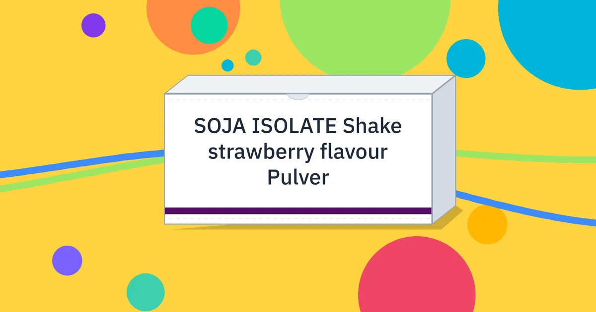 Symbolbild: Packung mit der Aufschrift SOJA ISOLATE Shake strawberry flavour Pulver (PZN 10268560) – Verfügbarkeit und Bezug in Apotheken in Frankfurt am Main