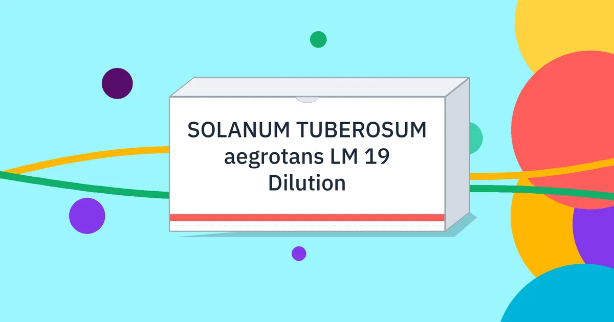 Symbolbild: Packung mit der Aufschrift SOLANUM TUBEROSUM aegrotans LM 19 Dilution (PZN 13193880) – Verfügbarkeit und Bezug in Apotheken in Frankfurt am Main