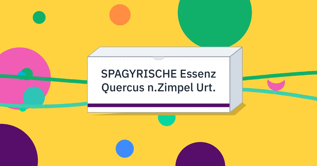Symbolbild: Packung mit der Aufschrift SPAGYRISCHE Essenz Quercus n.Zimpel Urt. (PZN 06577226) – Verfügbarkeit und Bezug in Apotheken in Frankfurt am Main