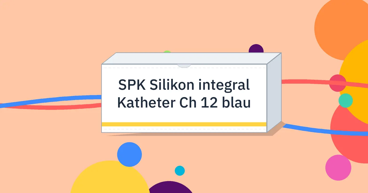 Symbolbild: Packung mit der Aufschrift SPK Silikon integral Katheter Ch 12 blau (PZN 13163241) – Verfügbarkeit und Bezug in Apotheken in Frankfurt am Main