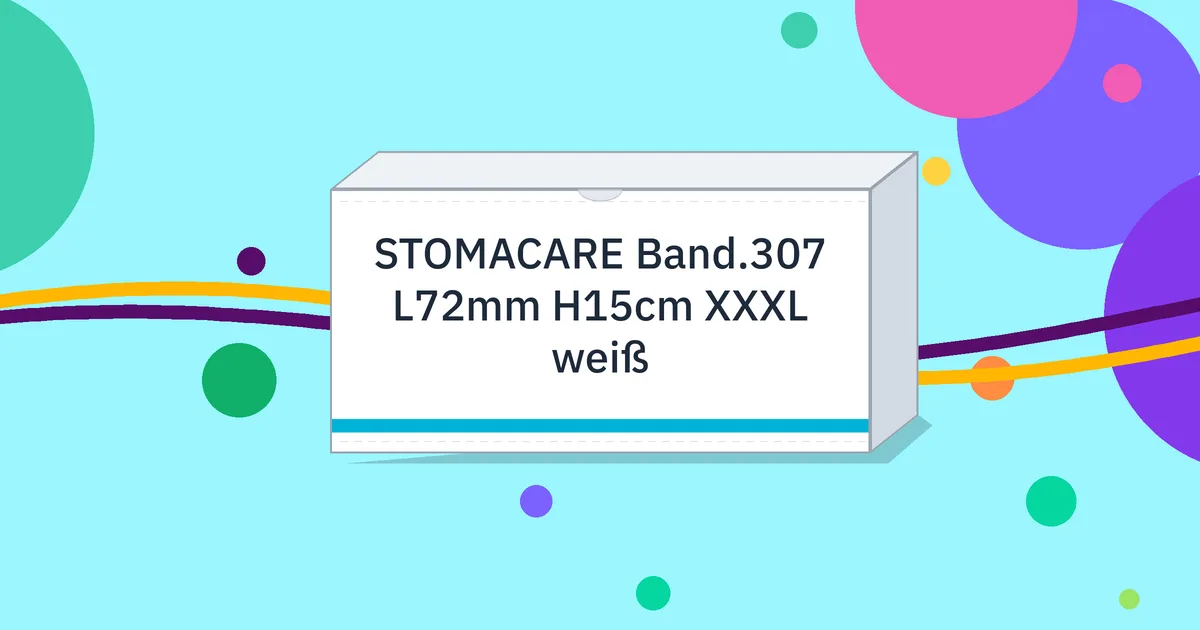 Symbolbild: Packung mit der Aufschrift STOMACARE Band.307 L72mm H15cm XXXL weiß (PZN 07663560) – Verfügbarkeit und Bezug in Apotheken in Frankfurt am Main