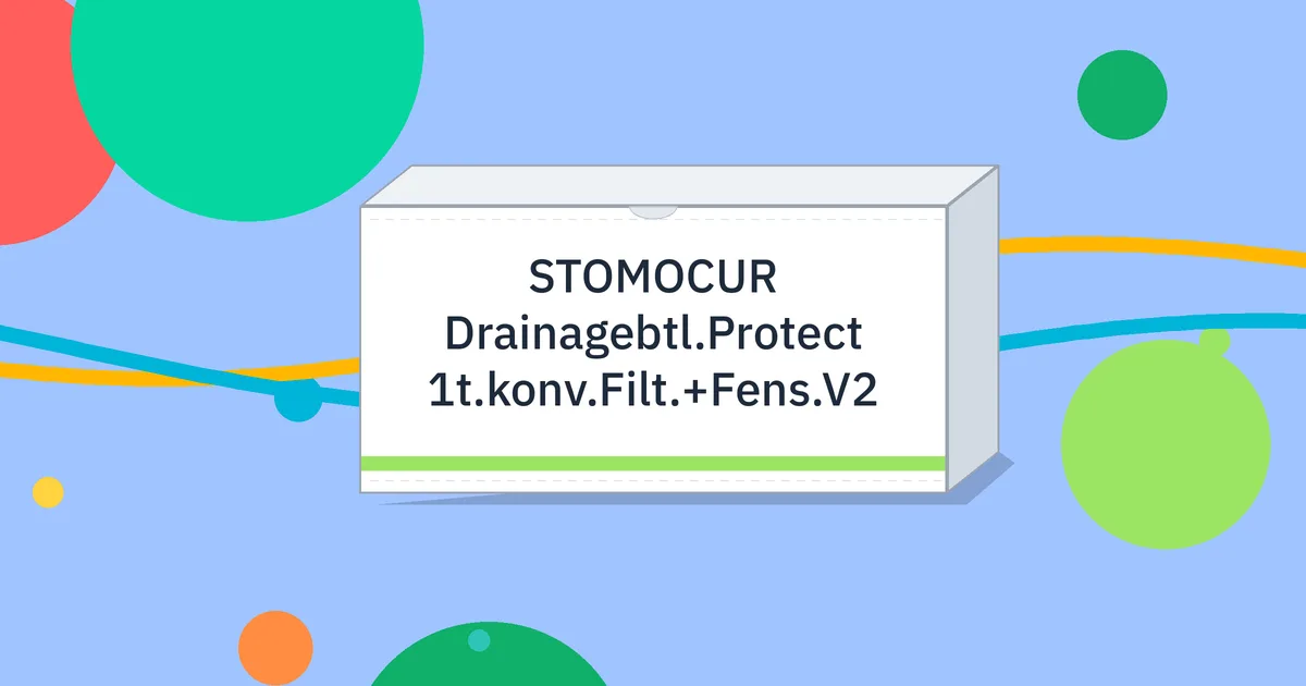 Symbolbild: Packung mit der Aufschrift STOMOCUR Drainagebtl.Protect 1t.konv.Filt.+Fens.V2 (PZN 12465141) – Verfügbarkeit und Bezug in Apotheken in Frankfurt am Main