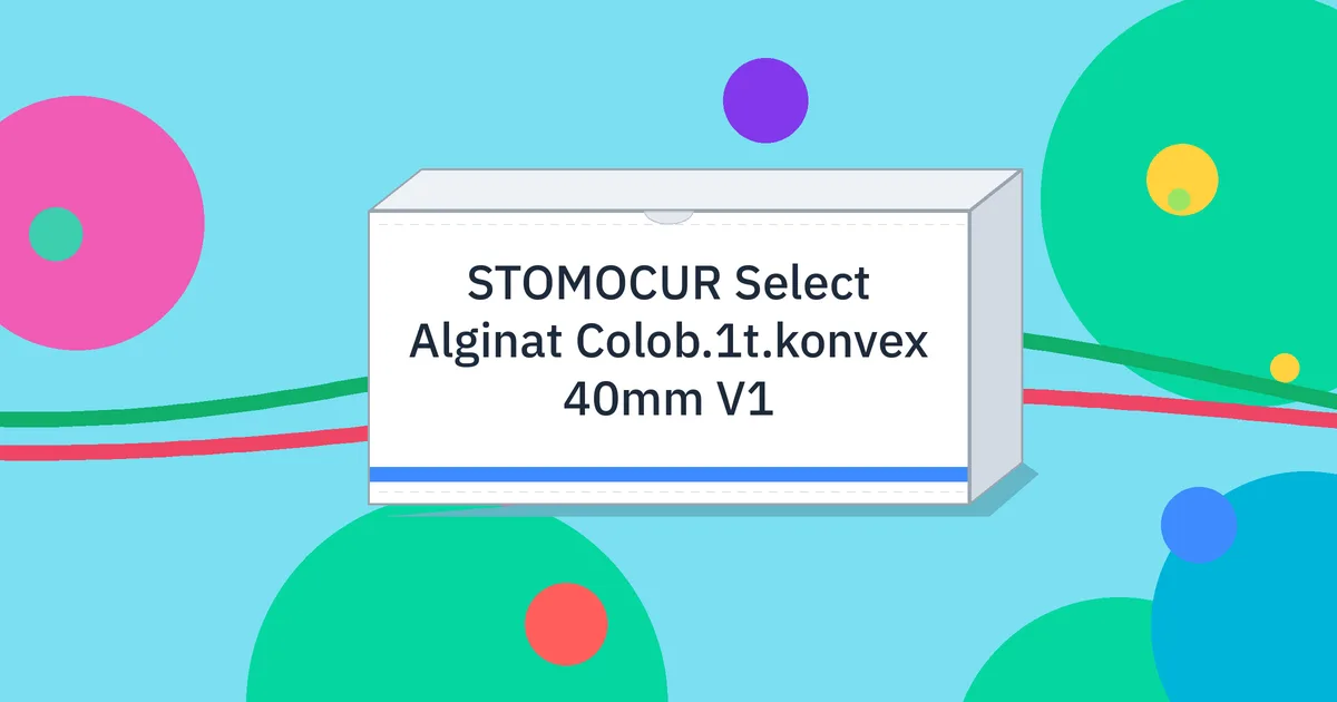 Symbolbild: Packung mit der Aufschrift STOMOCUR Select Alginat Colob.1t.konvex 40mm V1 (PZN 18198586) – Verfügbarkeit und Bezug in Apotheken in Frankfurt am Main