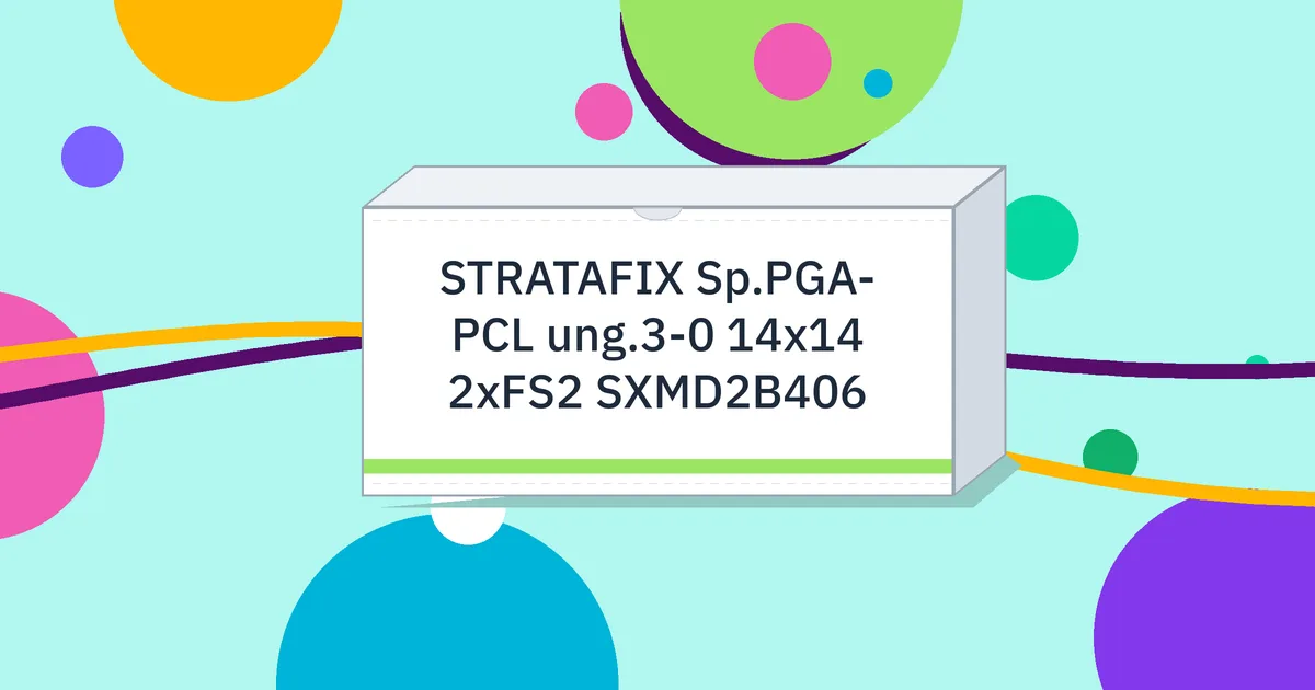 Symbolbild: Packung mit der Aufschrift STRATAFIX Sp.PGA-PCL ung.3-0 14x14 2xFS2 SXMD2B406 (PZN 20913814) – Verfügbarkeit und Bezug in Apotheken in Frankfurt am Main