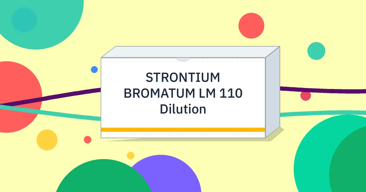 Symbolbild: Packung mit der Aufschrift STRONTIUM BROMATUM LM 110 Dilution (PZN 13203035) – Verfügbarkeit und Bezug in Apotheken in Frankfurt am Main