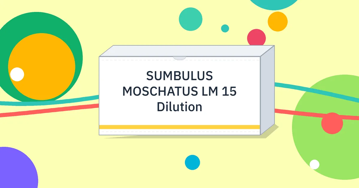 Symbolbild: Packung mit der Aufschrift SUMBULUS MOSCHATUS LM 15 Dilution (PZN 13210851) – Verfügbarkeit und Bezug in Apotheken in Frankfurt am Main