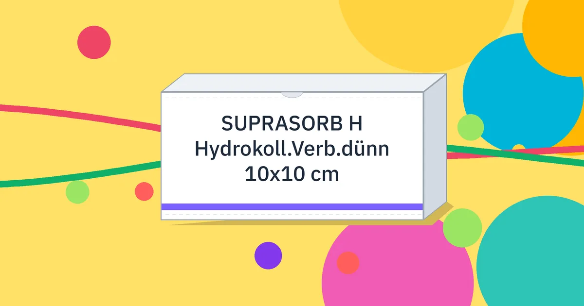 Symbolbild: Packung mit der Aufschrift SUPRASORB H Hydrokoll.Verb.dünn 10x10 cm (PZN 16258947) – Verfügbarkeit und Bezug in Apotheken in Frankfurt am Main