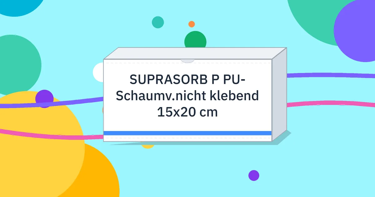 Symbolbild: Packung mit der Aufschrift SUPRASORB P PU-Schaumv.nicht klebend 15x20 cm (PZN 17311715) – Verfügbarkeit und Bezug in Apotheken in Frankfurt am Main